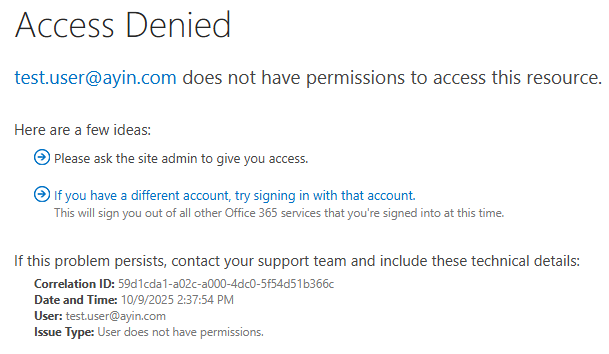 Microsoft Resource Access Denied Message – Ayin IT Help Center
